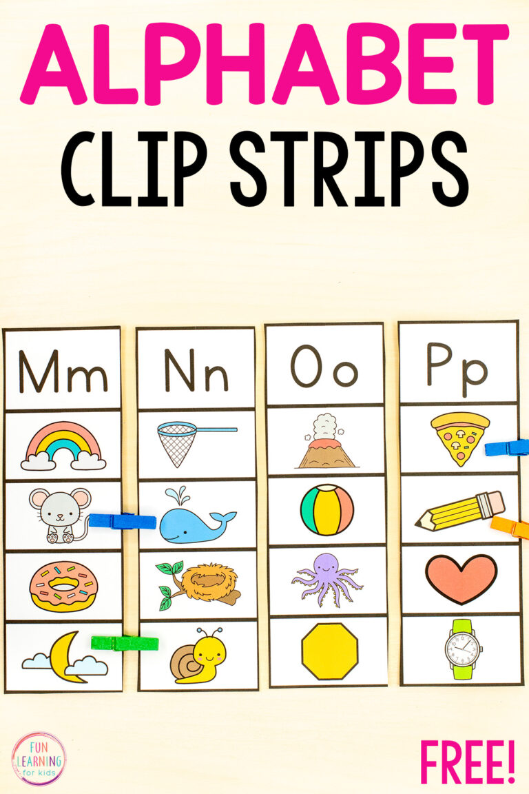 Super Fun Alphabet Beginning Sounds Clip Strips for Kids