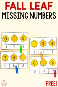 Fall Leaf Missing Numbers Clip Cards Math Activity