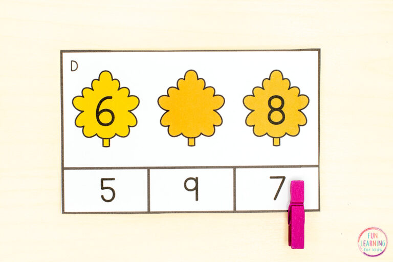 Fall Leaf Missing Numbers Clip Cards Math Activity
