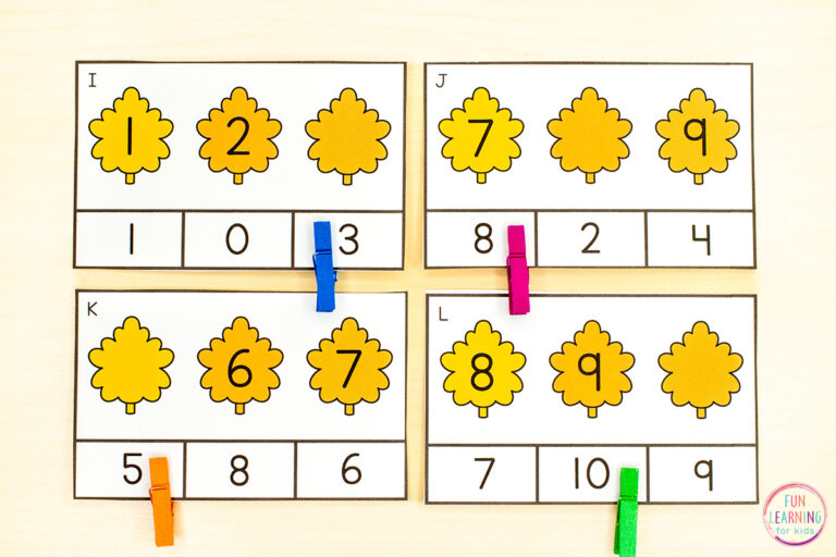 Fall Leaf Missing Numbers Clip Cards Math Activity