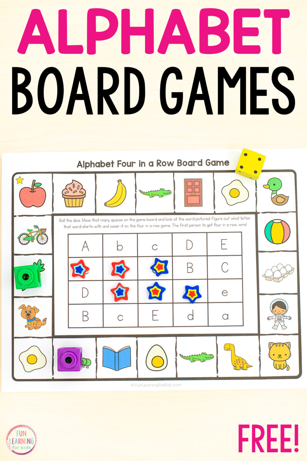 Alphabet Four in a Row Board Game - Beginning Sounds Game