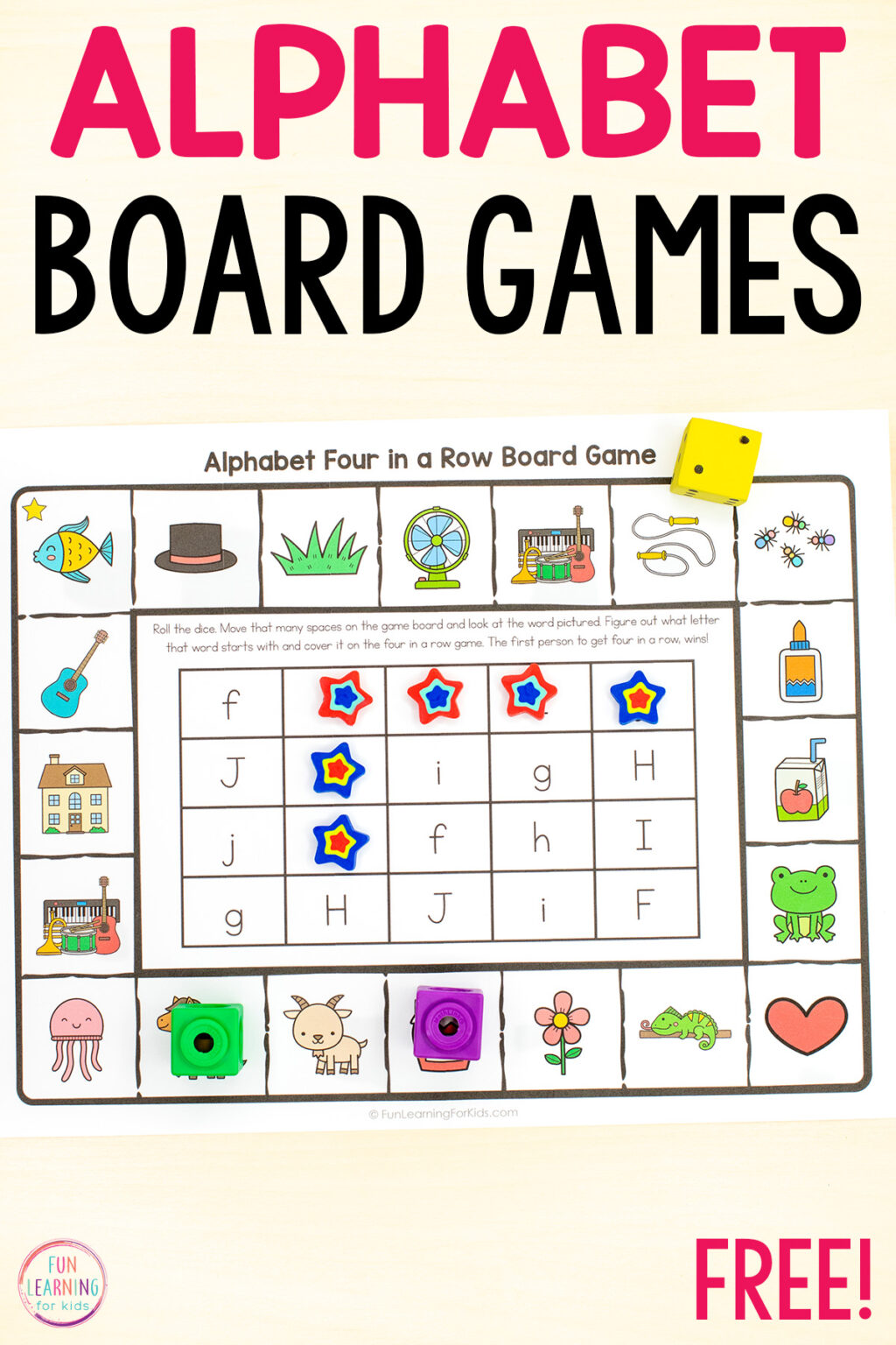 Alphabet Four in a Row Board Game - Beginning Sounds Game