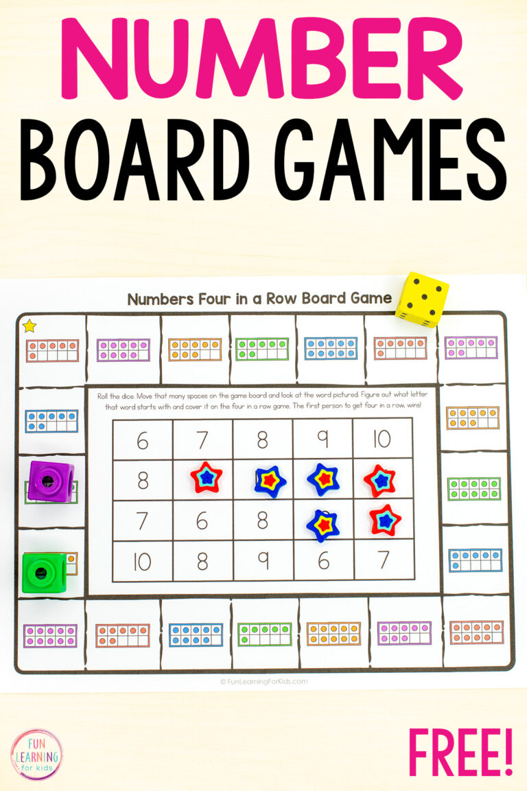 Numbers Four in a Row Board Game