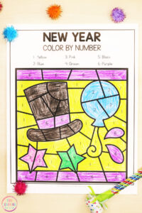 New Year's Eve Color By Number Coloring Sheets