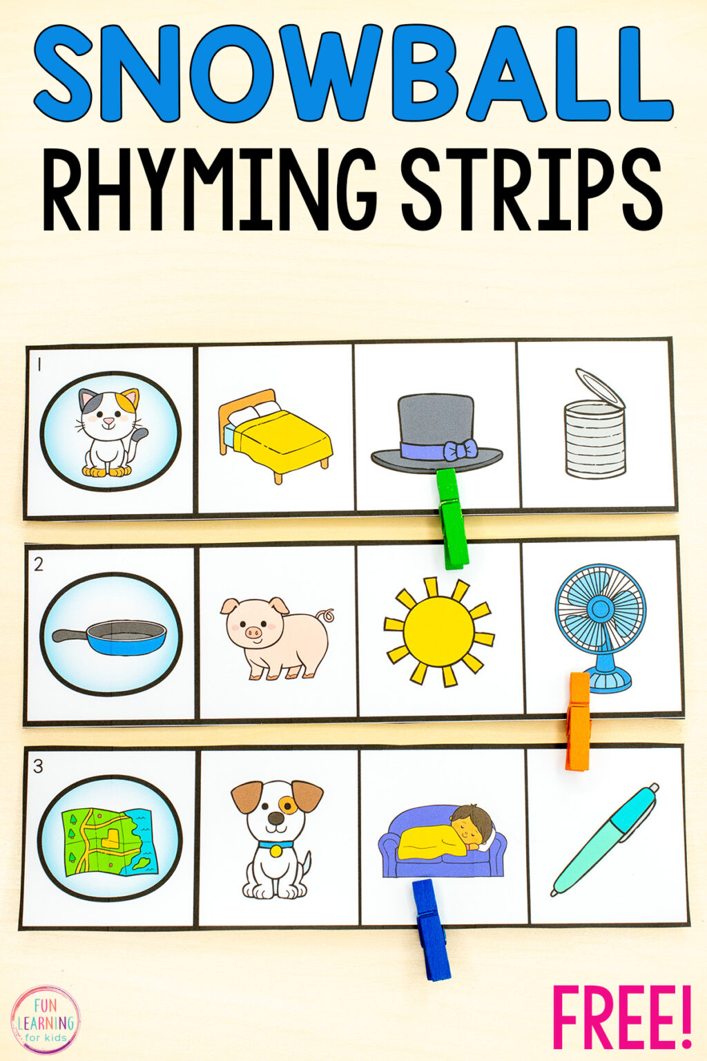 Snowball Rhyming Clip Strips