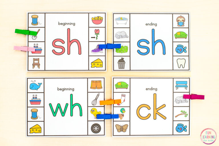 Digraph Clip Cards for Kindergarten and First Grade