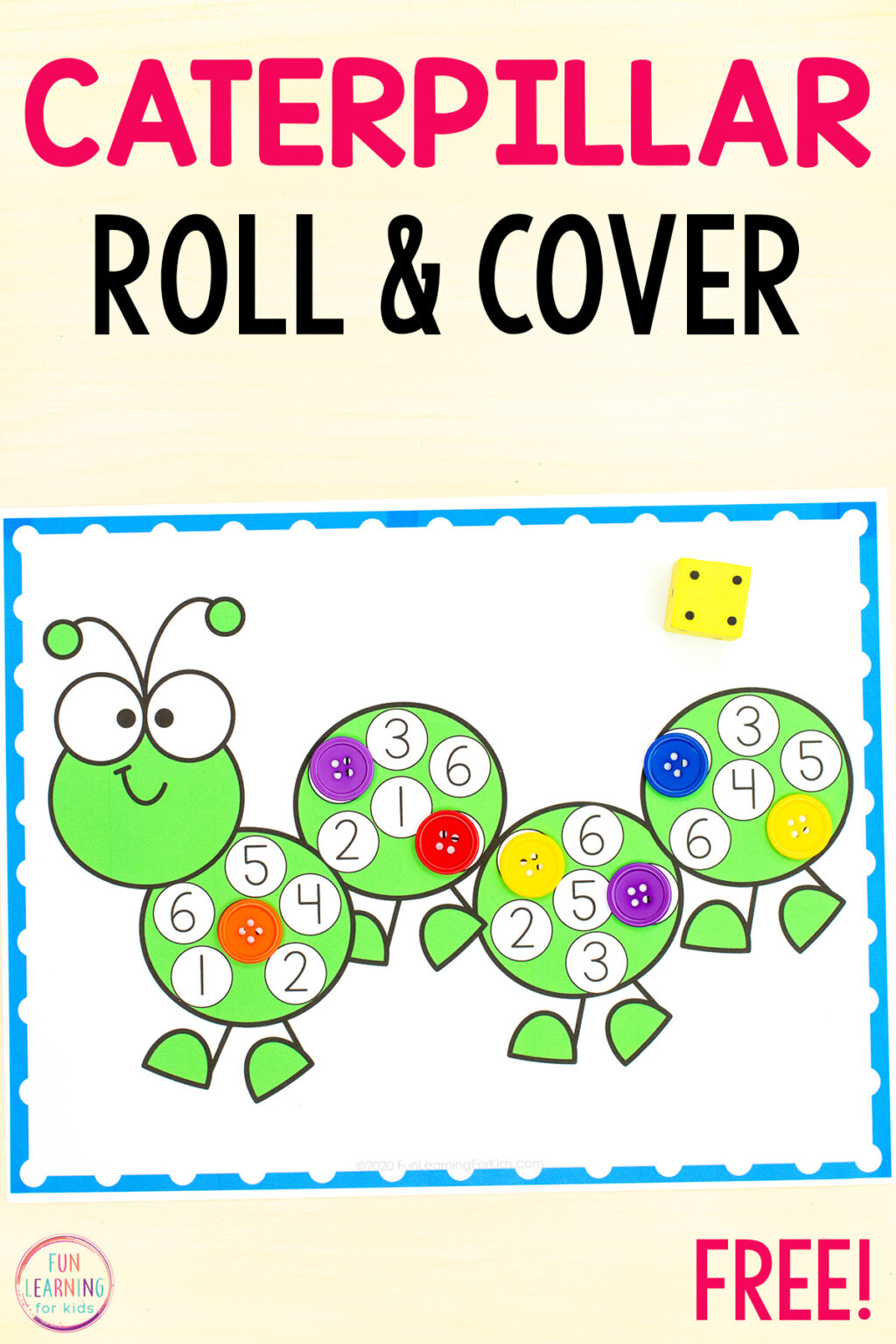 Caterpillar Roll and Cover the Number Mats