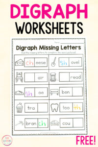 Digraph Missing Sound Worksheets for Phonics Practice