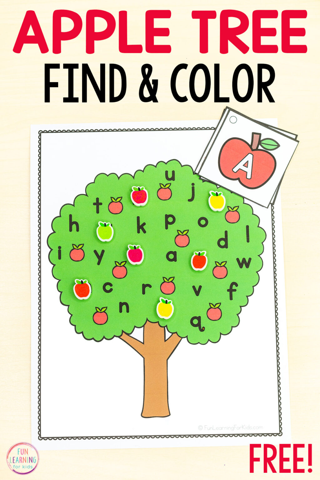 Fall Apple Tree Find and Color the Letter Sheets