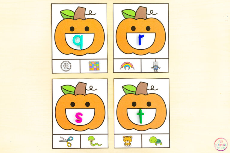 Feed the Pumpkin Letters Beginning Sound Cards