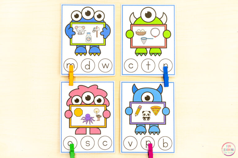 Silly Monster Beginning Sounds Task Cards