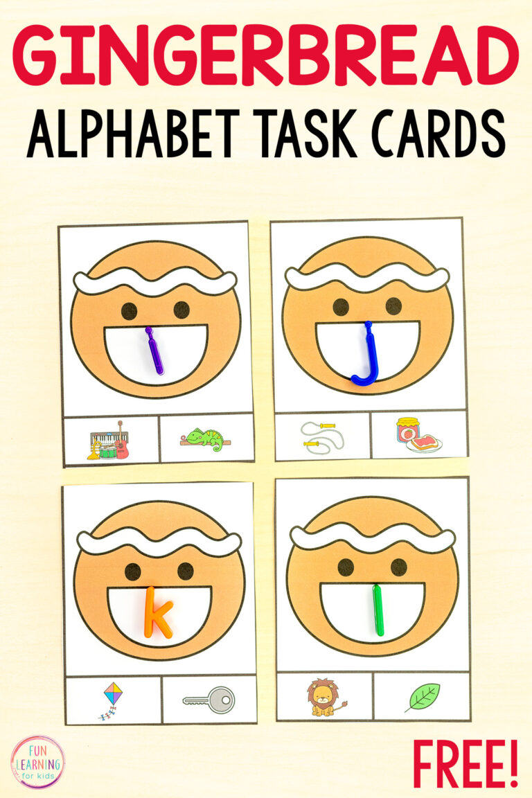 Feed the Gingerbread Boy Letters Beginning Sound Cards