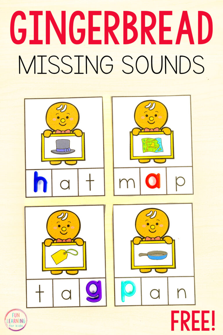 Gingerbread Missing Sound Cards to Practice CVC Words