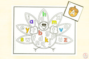 Turkey Find and Color the Letter Fall Worksheets