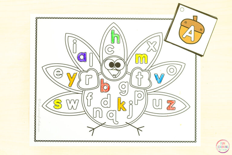 Turkey Find and Color the Letter Fall Worksheets