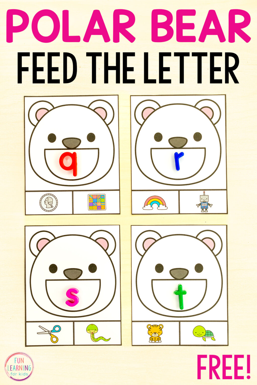 Feed the Polar Bear Beginning Sounds Task Cards