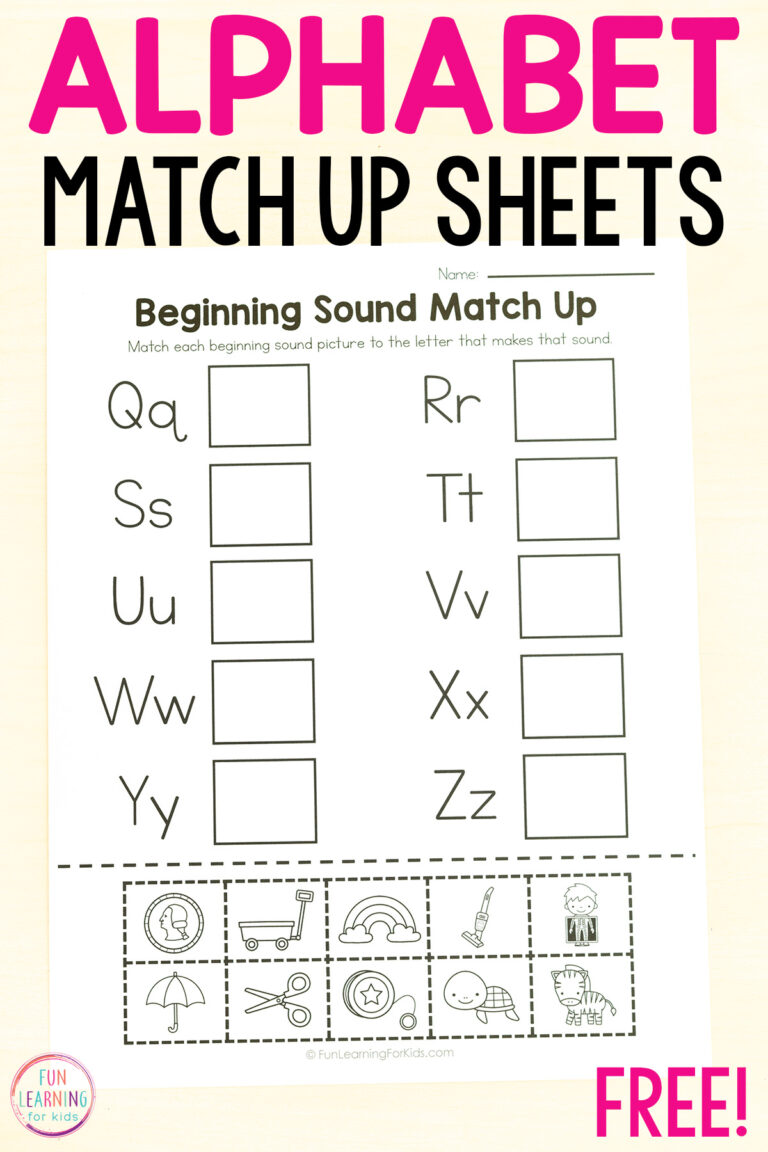 Alphabet Beginning Sound Match Up Worksheets