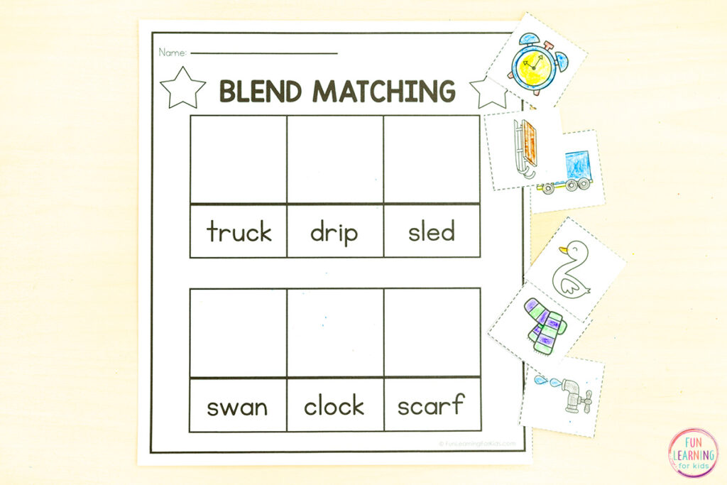 Beginning Blends Word Sort Cut & Paste Worksheets