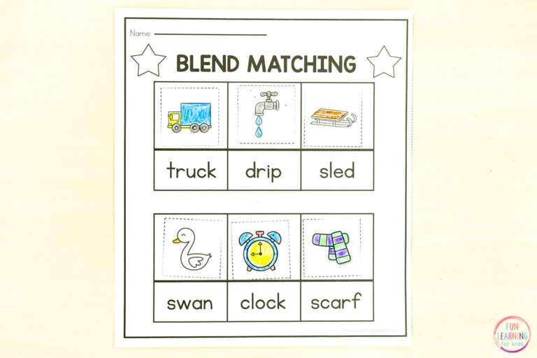 Beginning Blends Word Sort Cut & Paste Worksheets