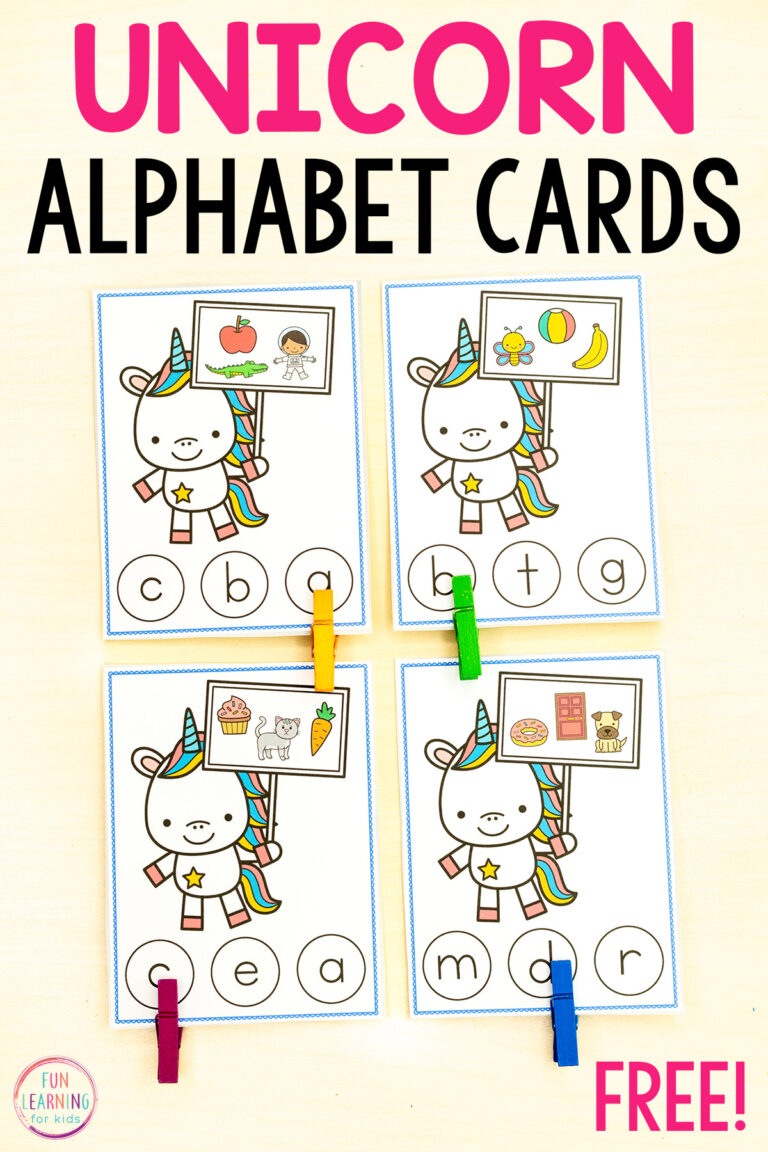 Unicorn Beginning Sounds Task Cards Alphabet Activity