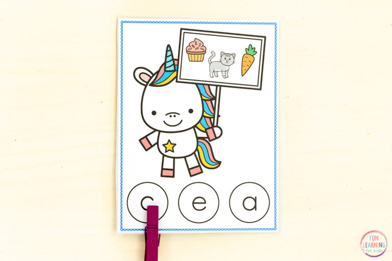 Unicorn Beginning Sounds Task Cards Alphabet Activity