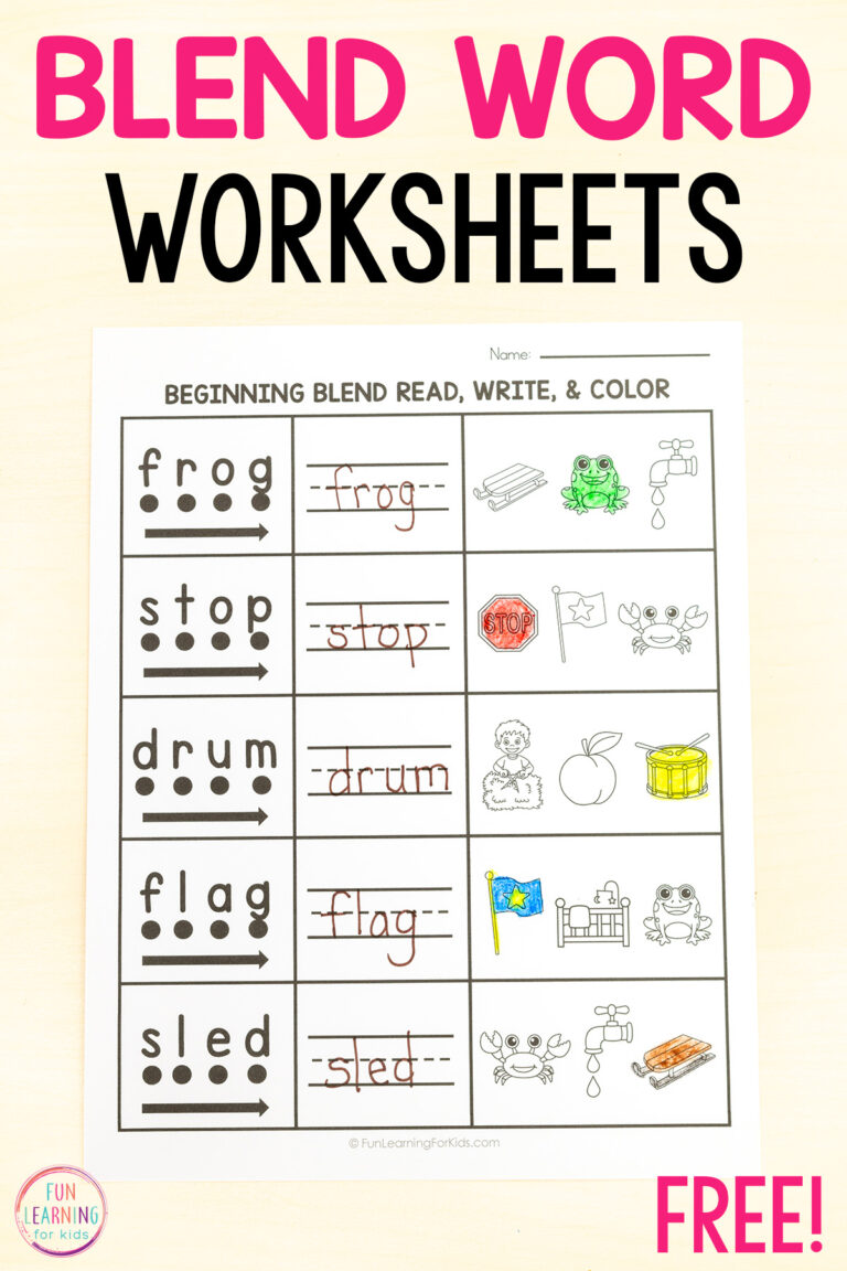 Blend Word Read, Write and Color Worksheets