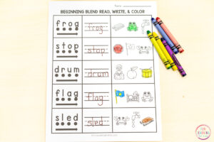 Blend Word Read, Write and Color Worksheets