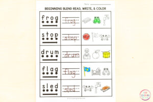 Blend Word Read, Write and Color Worksheets