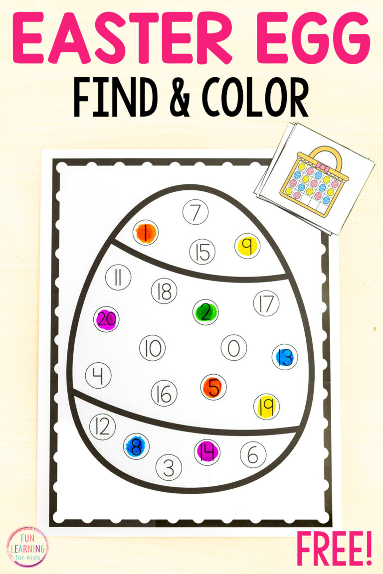 Easter Egg Find and Color the Number Sheets
