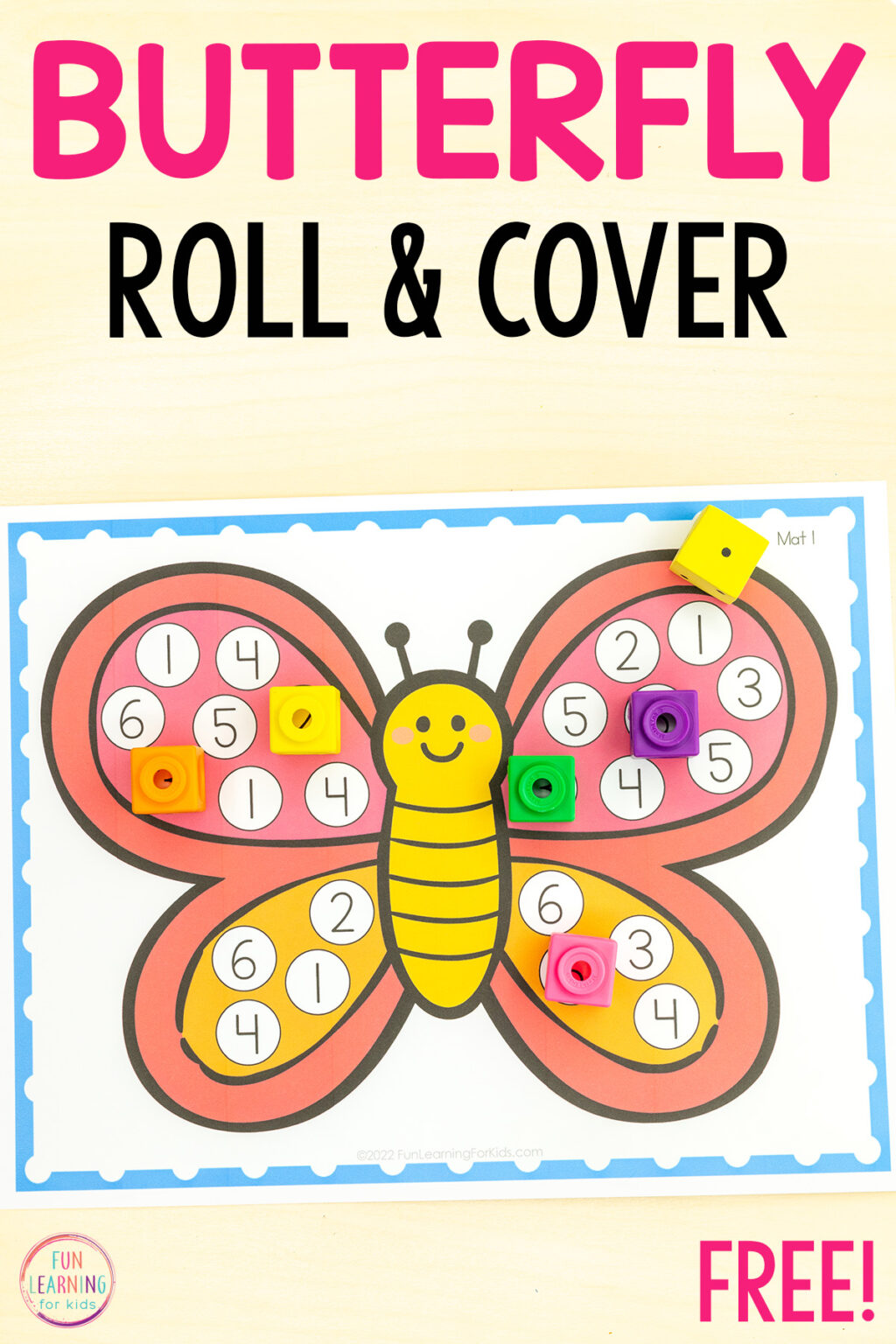 Butterfly Roll and Cover Math Printables for Spring