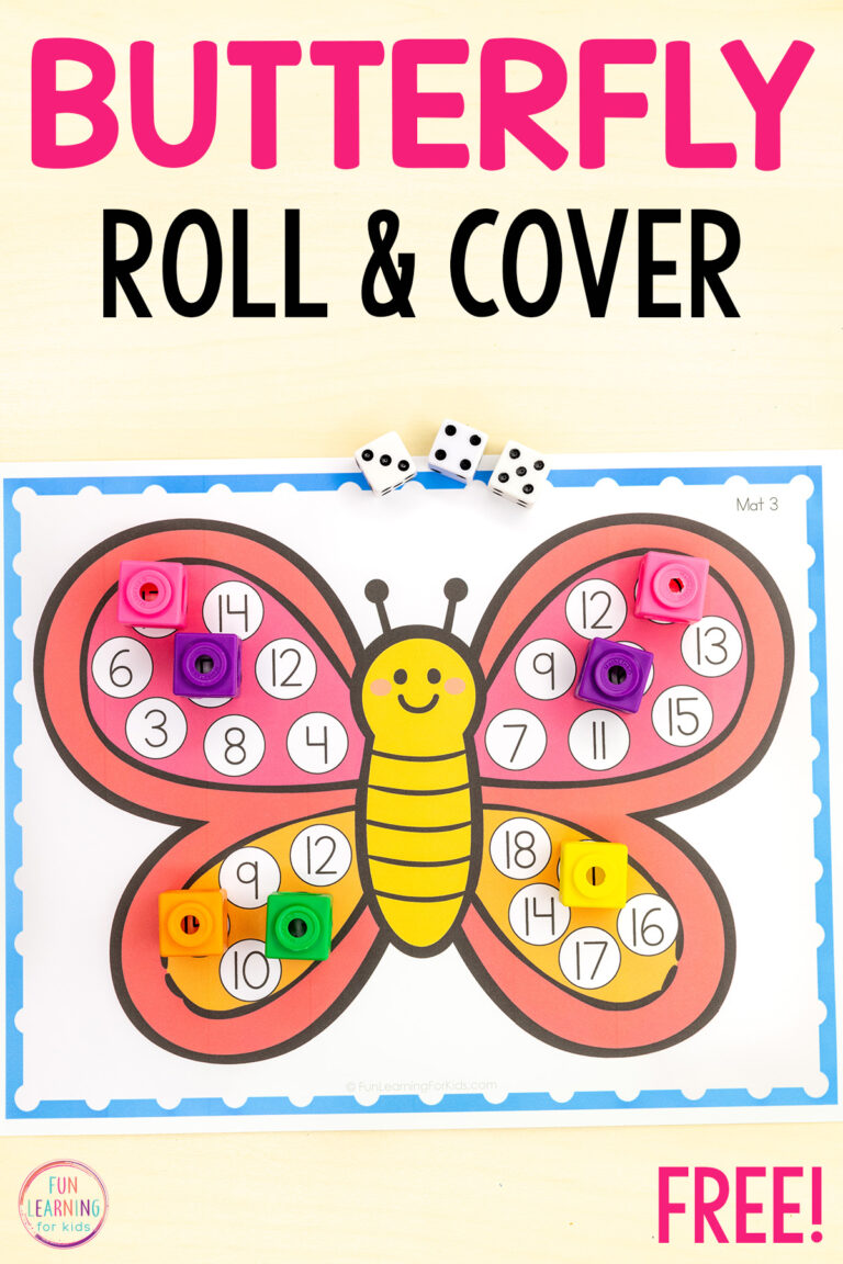 Butterfly Roll and Cover Math Printables for Spring