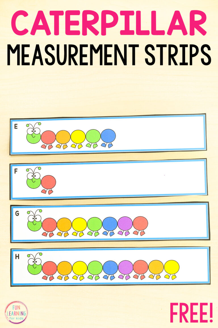 Caterpillar Non-Standard Measurement Strips for Kids