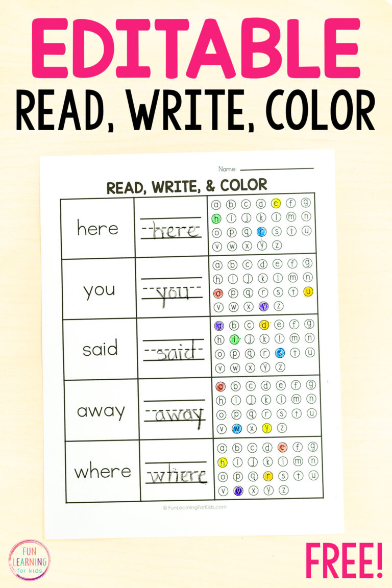 Editable Read, Write, and Color Worksheets