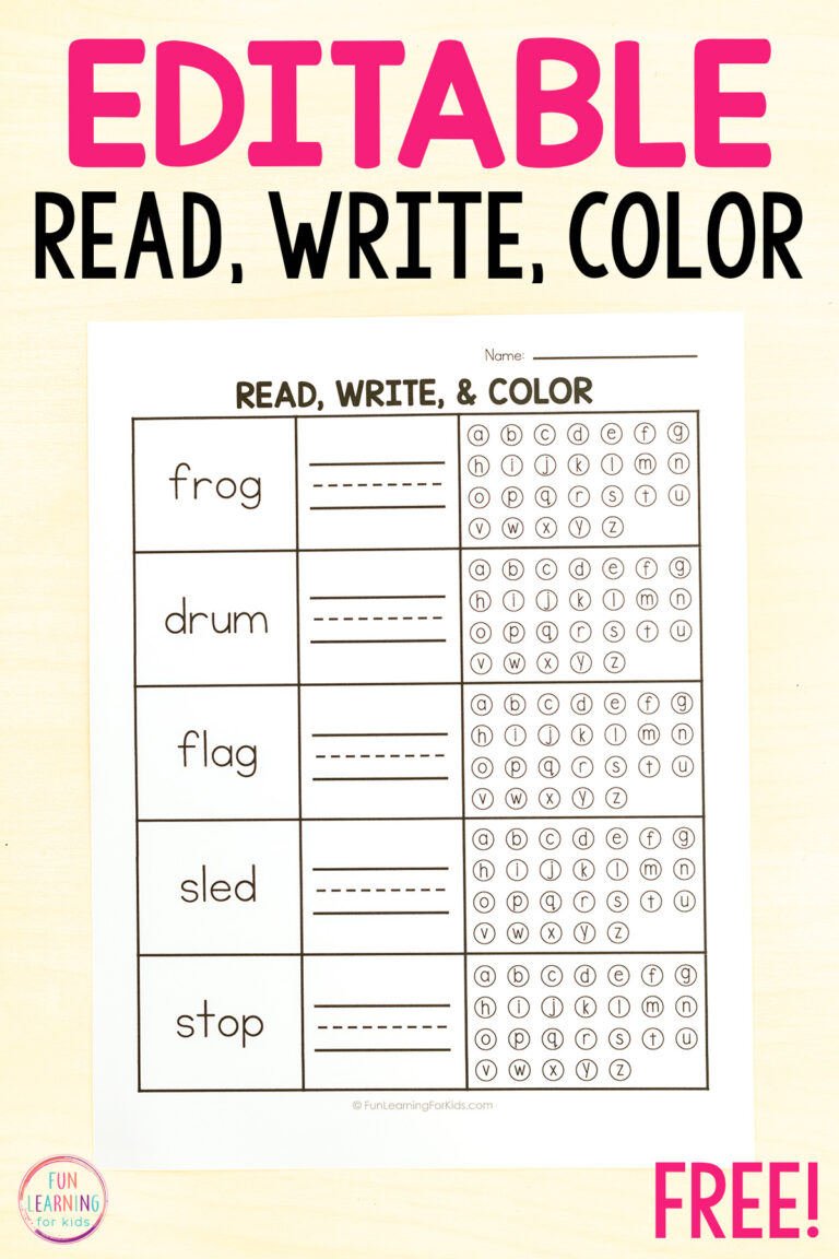 Editable Read, Write, and Color Worksheets