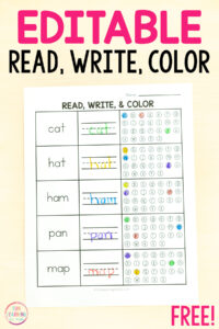 Editable Read, Write, and Color Worksheets