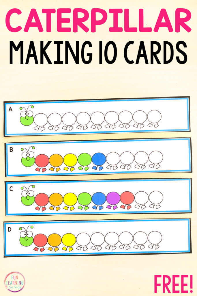 Caterpillar Making Ten Cards for Spring