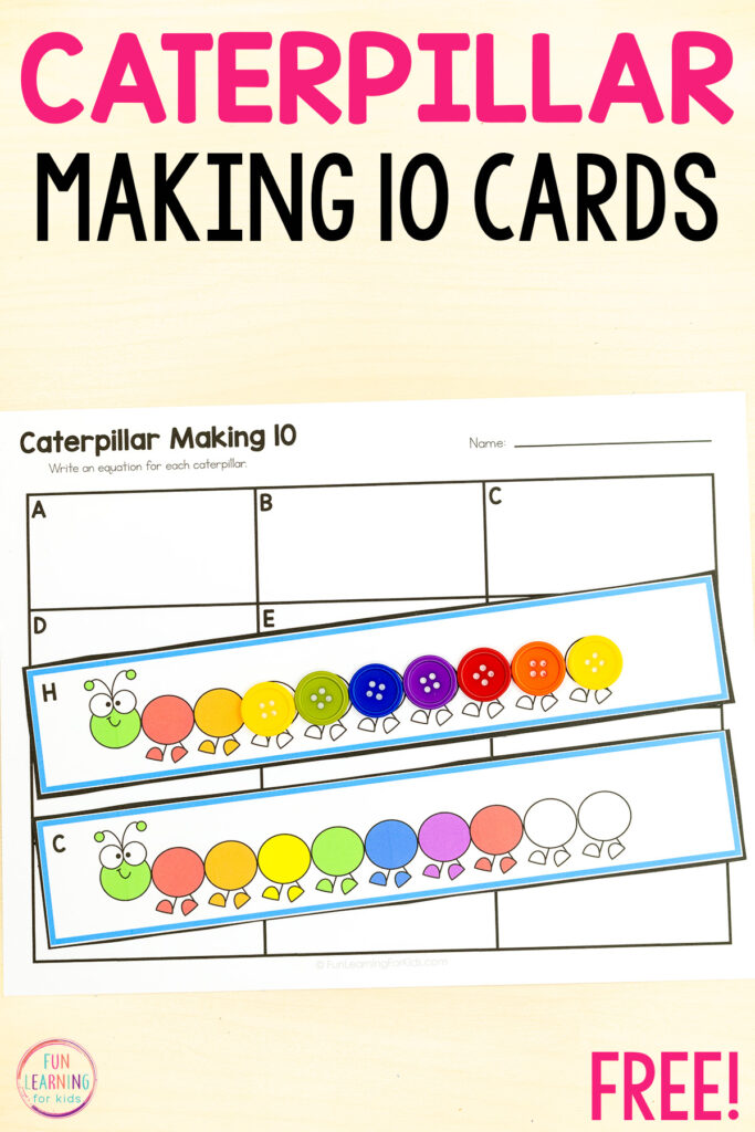 Caterpillar Making Ten Cards for Spring