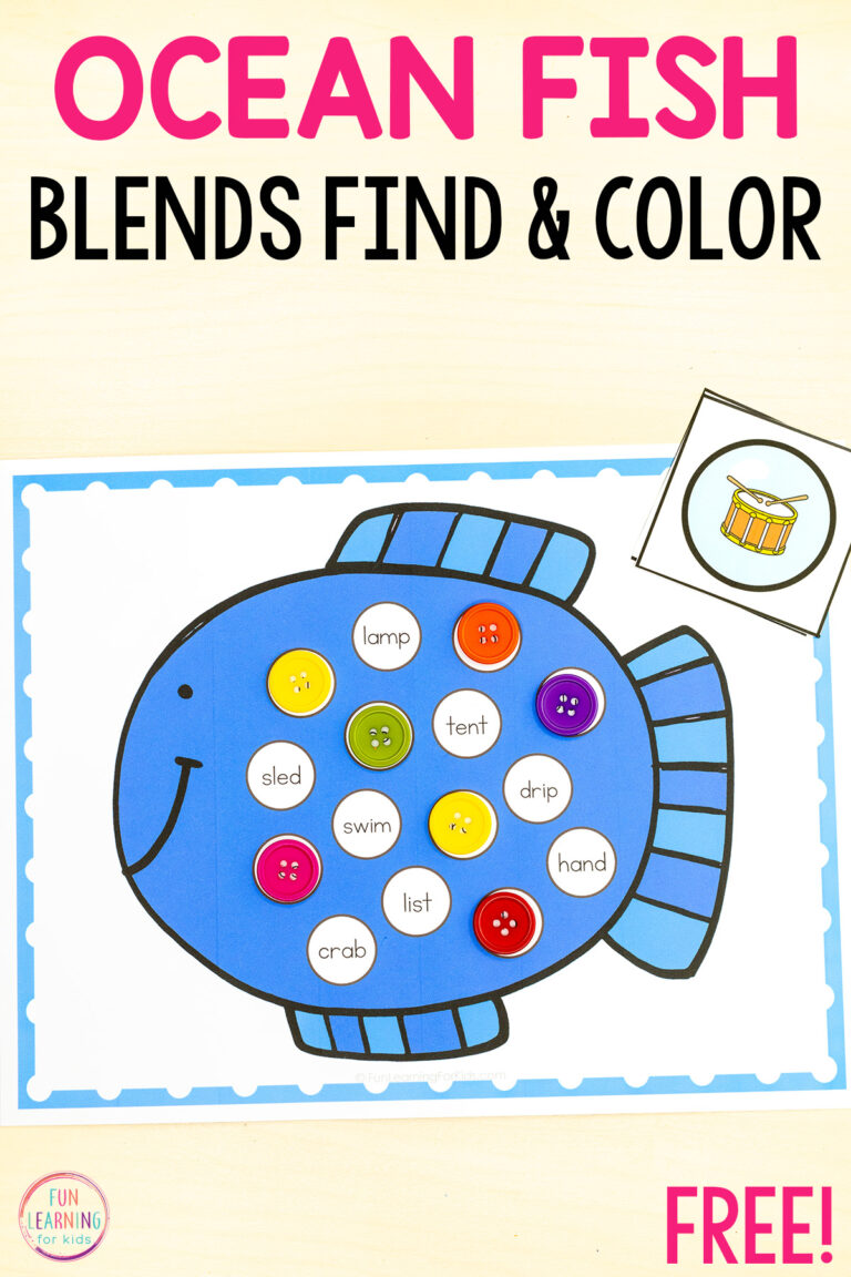 Fish Consonant Blend Find and Color Sheets