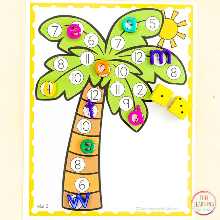 Palm Tree Roll and Cover the Number Mats