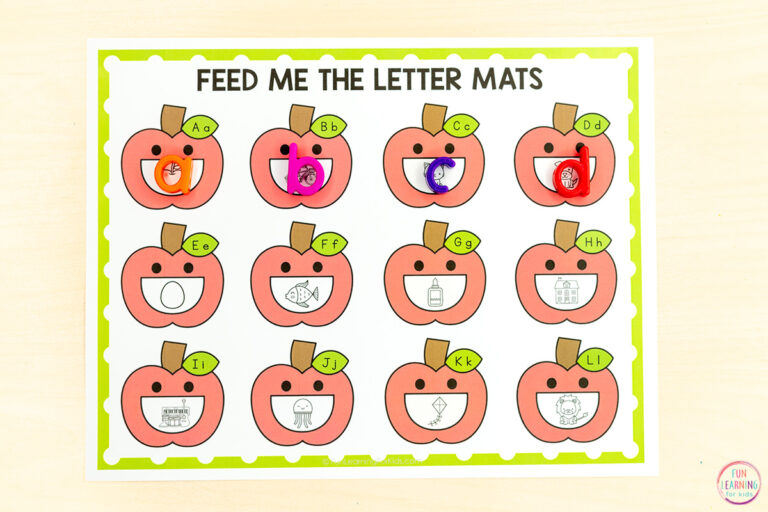 Apple Feed the Letter Alphabet Mats