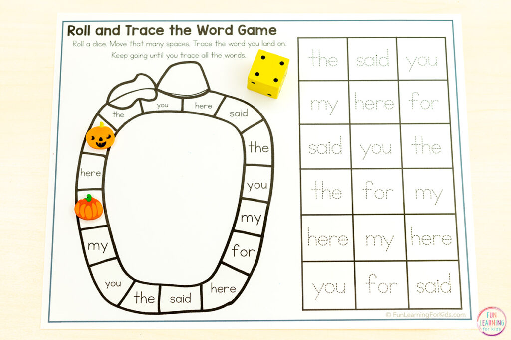 Pumpkin Editable Board Game Worksheets for Math or Literacy