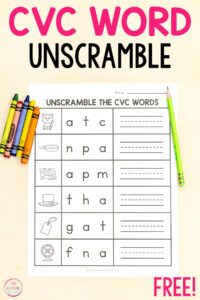 CVC Word Unscramble Worksheets for Phonics Practice