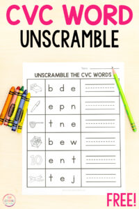 CVC Word Unscramble Worksheets for Phonics Practice