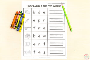 CVC Word Unscramble Worksheets for Phonics Practice