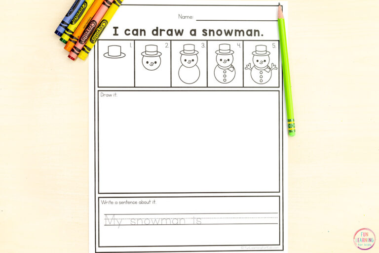 Festive Winter Directed Drawing Worksheets