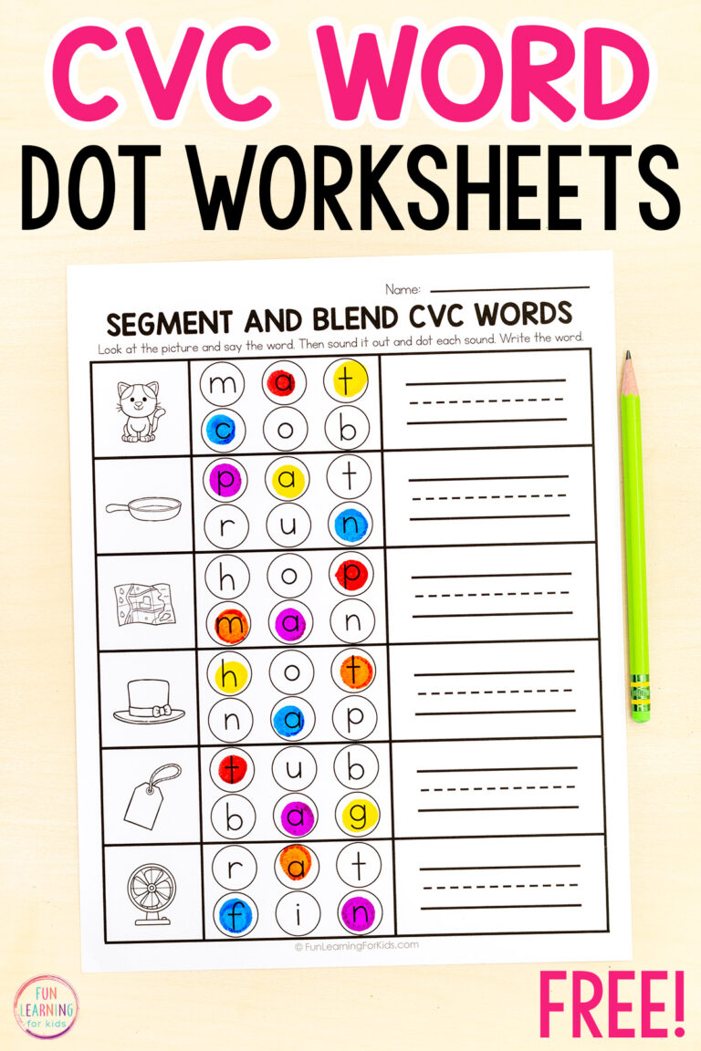 Dot the Sounds CVC Segment and Blend Worksheets