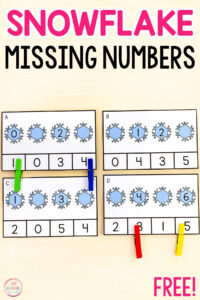Snowflake Missing Number Clip Cards
