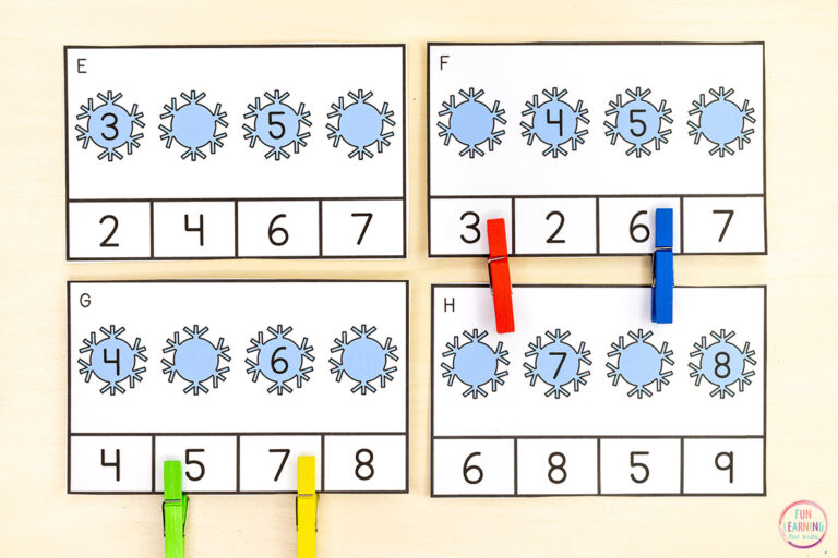 Snowflake Missing Number Clip Cards