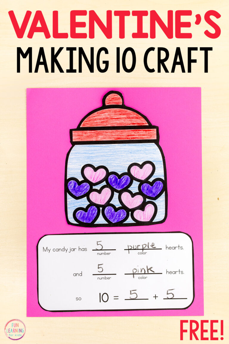 Valentine's Day Making Ten Candy Jar Craft - Fun Learning for Kids