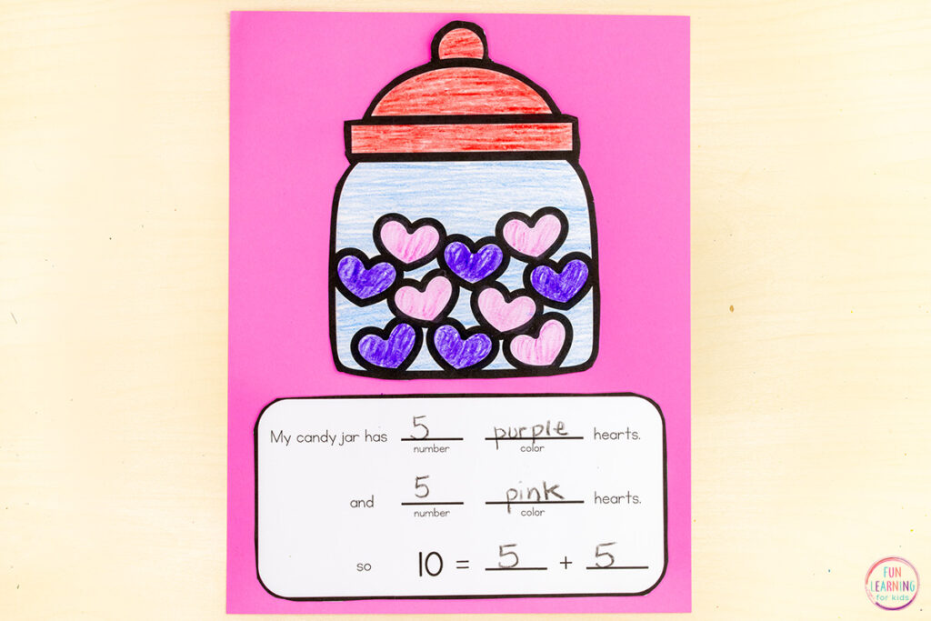 Valentine's Day Making Ten Candy Jar Craft - Fun Learning for Kids